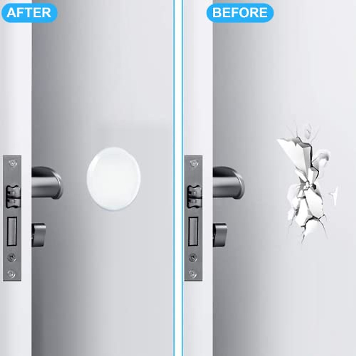 4 Pcs Door Knob Wall Protector, Clear Elastic Round Wall Protectors from Door Knobs, Reusable & Washable, Quiet, Strong Self Adhesive Rubber Bumper for Home & Office