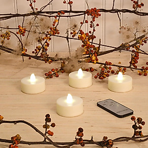 LumaBase Extra Large Battery Operated Tea Lights with Remote Control, White - Set of 4