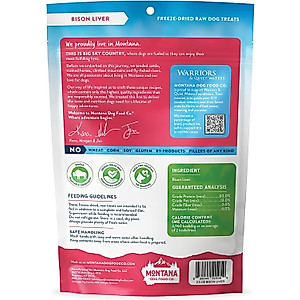 MONTANA DOG FOOD CO. Bison Liver Freeze-Dried Raw Dog Treats – Grain-Free, 100% All-Natural Single Ingredient – High Protein, Nutrient-Rich Dog Treats – Premium USA-Made, 2.5 oz