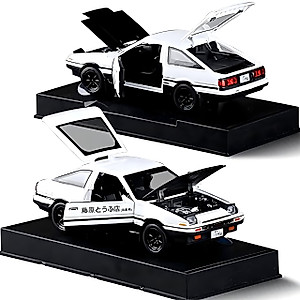 Mzexoma Initial D Toyota Trueno AE86 Alloy Diecast Car Model, Sports Car Toys for Kids and Adults,Pull Back Vehicles Toy Cars (Black-Type A)