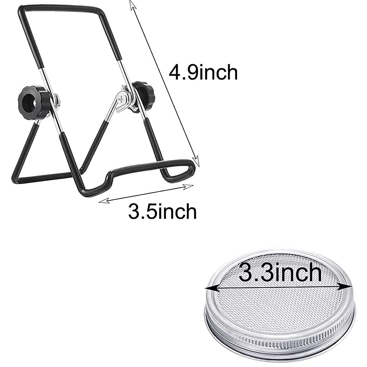 KFUVW Sprouting Jar Germination Kit Accessories, Including Sprouting Lids for Wide Mouth Mason Jar (32 oz)/ Stands