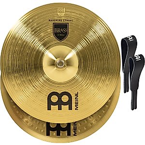 Meinl 14” Marching Cymbal Pair with Straps - Brass Alloy Traditional Finish - Made In Germany, 2-YEAR WARRANTY (MA-BR-14M)