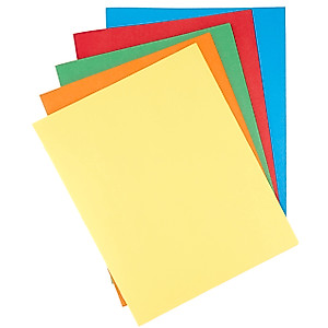 Amazon Basics Twin Pocket File Folders with Fasteners, 25-Pack (Assorted)