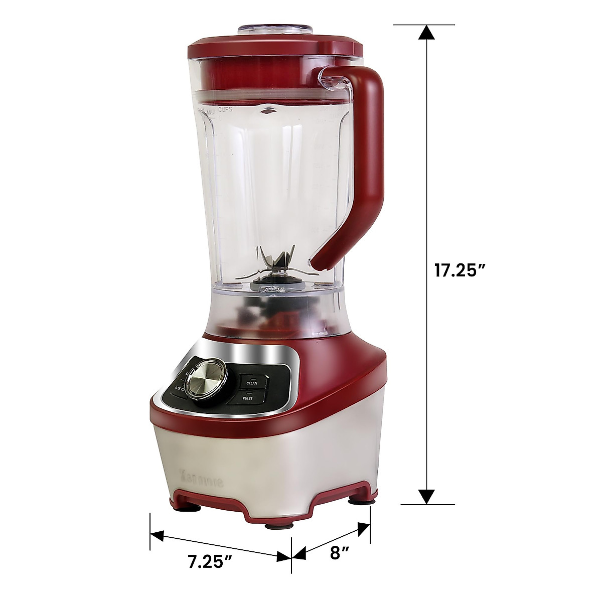 Kenmore Smoothie Blender Countertop for Kitchen Stainless Steel blades for Ice Crushing Variable Speed Self Clean Dishwasher Safe Tritan Pitcher Red 64 oz (8-cup) 1200W Motor