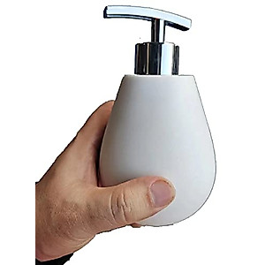 Ruoxian Bathroom Accessories Resin White Marble Finishing Water Shape soap Dispenser , Tumbler , Cotton Swab Jar New Combination Set of 3 , Bathroom Organization, Bathroom Accessory Set