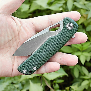 Miguron Knives M Galaty Folding Knife,3.25" 14C28N Satin Blade Green Micarta Handle, Outdoor Pocket Knife MGR-818MGN