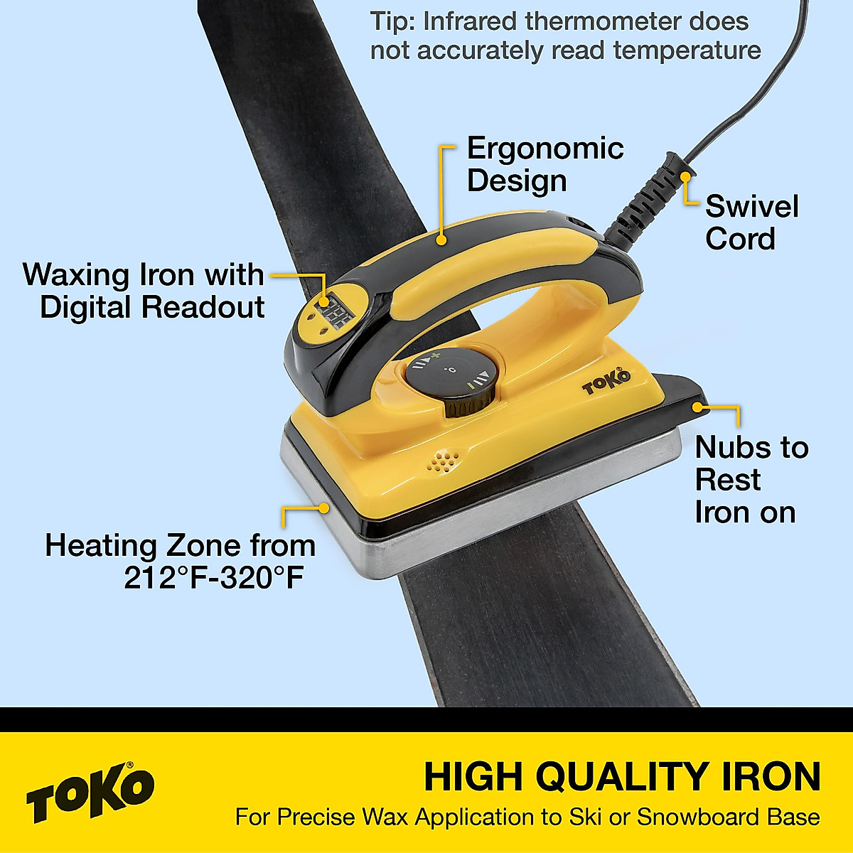 TOKO T14 1200W Digital Ski and Snowboard Wax Iron – Ergonomic Precision Waxing Tool for Home and Professional Use – 110v for Use in The USA