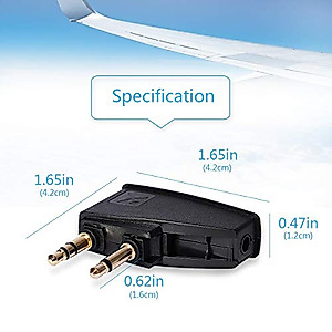 BUTIAO Airplane Adapter for Headphone, 3.5mm Airline Flight Converter for Bose QuietComfort 15 25 35 3 2 QC15 QC25 QC35 QC3 QC2 SoundLink AE2 Headphones