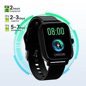 BOFIDAR Smart Watch (Answer/Make Call), 1.7'' Touch Screen Bluetooth Smart Watches for Women Men, Smart Watch for Android, Fitness Watch with Pedometer Alarm Clock Sports Modes (Black)