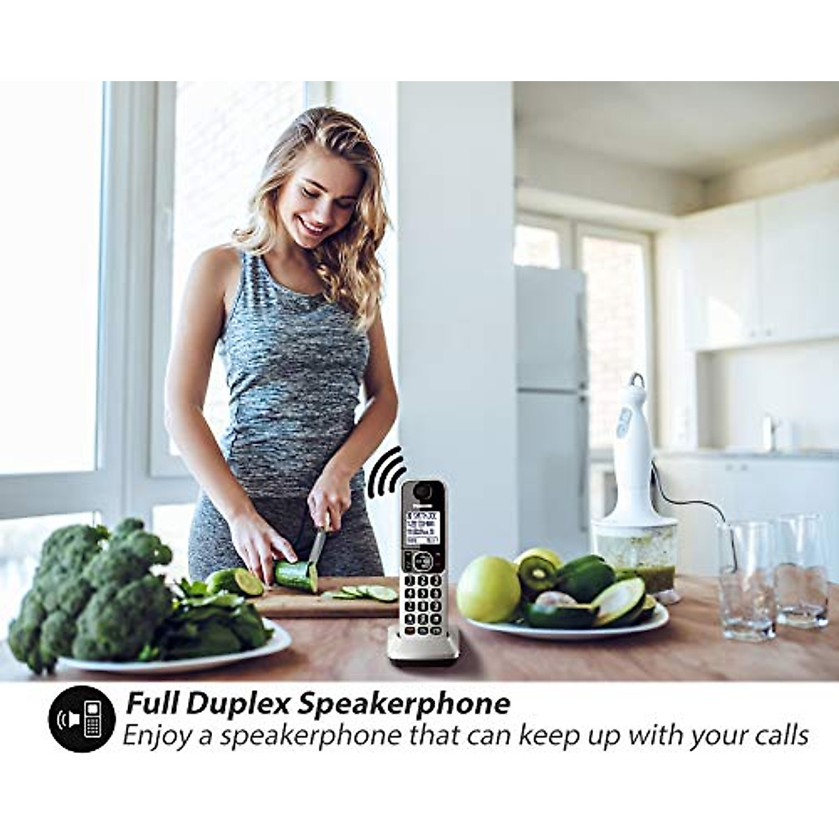 Panasonic KX-TGF375S + 1 KX-TGFA30S Handset (6 Handsets Total) Bluetooth Cordless Phone System with Dual Keypad (KX-TGF370S + 5, KX-TGF372S + 4, KX-TGF373S + 3, KX-TGF374S + 2) (Renewed)