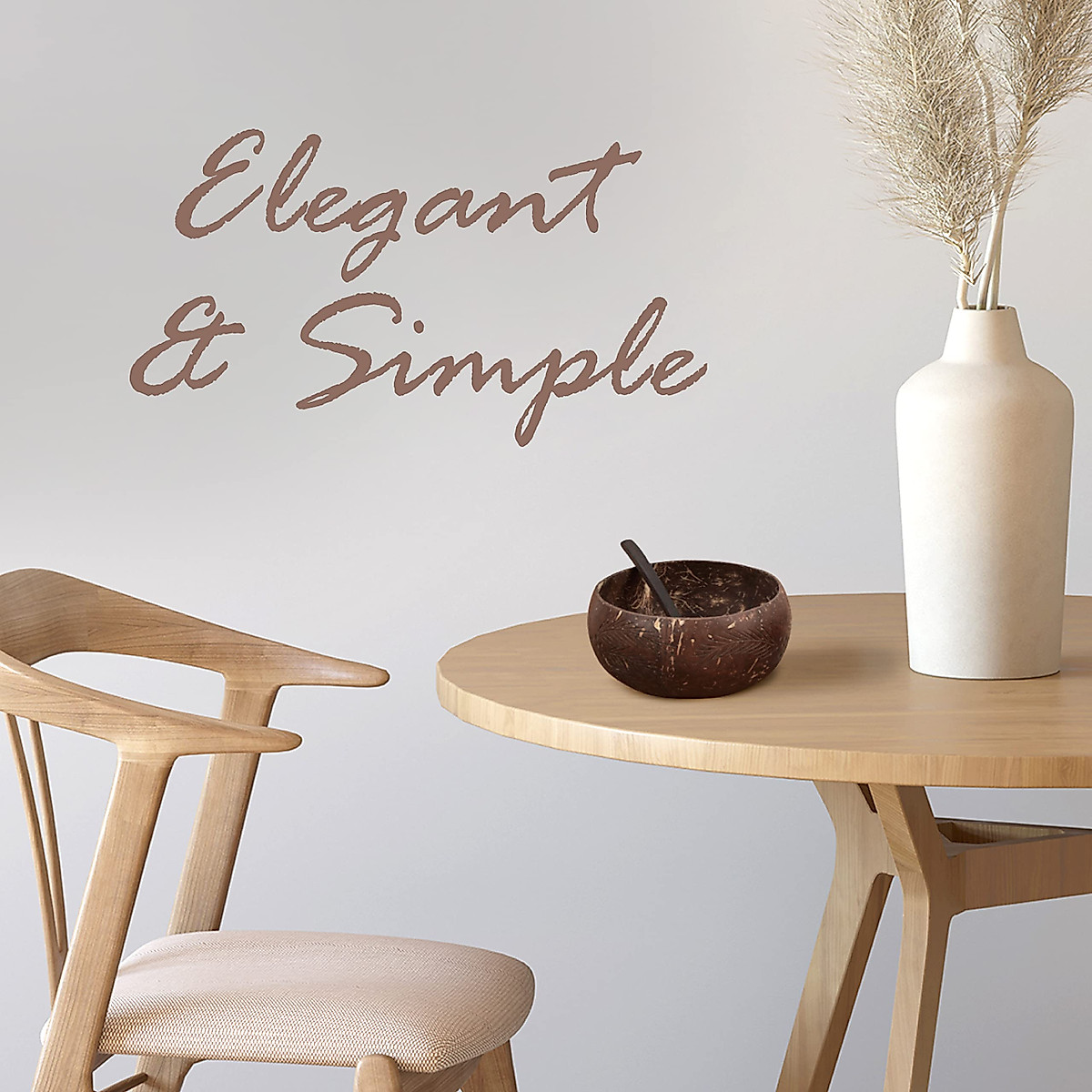 Coconut Bowls Set of 2 – Palm Leaf Design Wooden Bowls With Bamboo Straws, Wooden Forks & 2 Spoons – Natural Hand Carved Coconut Shell Bowl… (2, Palm Leaf)