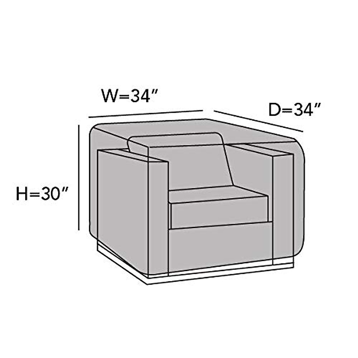 Covermates Outdoor Modular Club Chair Cover - Water Resistant Polyester, Drawcord Hem, Mesh Vents, Seating and Chair Covers, 34W x 34D x 30H, Khaki