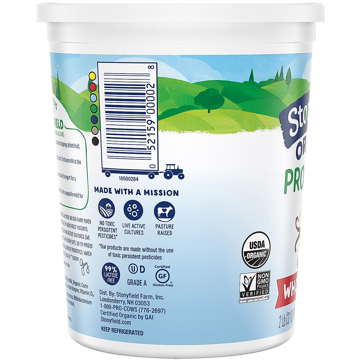 Stonyfield Organic Whole Milk Probiotic Yogurt, Vanilla, 32 oz. – Immunity & Digestive Health