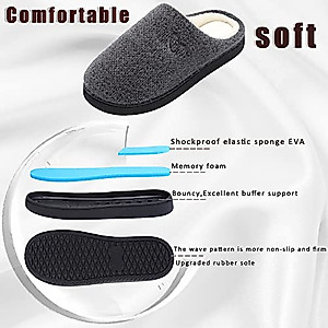 landeer Slippers for Men's and Women's Memory Foam House Shoes Indoor (DarkGray,Women9-10/Men7-8)