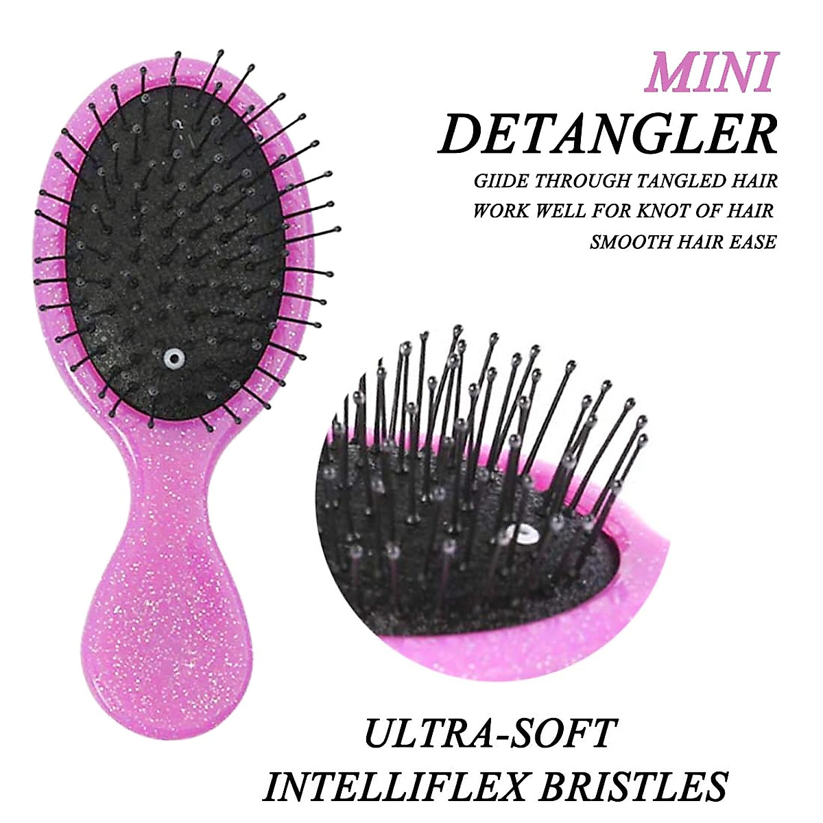 Toddler Detangler Hair Brush Travel Detangling Brushes 3Pcs Women Valentines Day Best Gift Small Wet Hair Brush For Baby Kids Pocket hairbrush Pro, for Curly Hair, Wet Dry Hair Tangle Brush