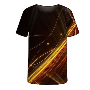 Bravetoshop Men's 3D Printing T-Shirt Colorful Novelty Graphic Short Sleeve Tee Tops Casual Slim Fit T Shirts (Yellow,L)