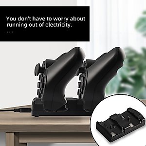 PS3 Controller Charger Station, Charging Dock for Sony PlayStation 3 Original Wireless Dual Controller and Move Controller with LED Light Indicator and Charging Cable