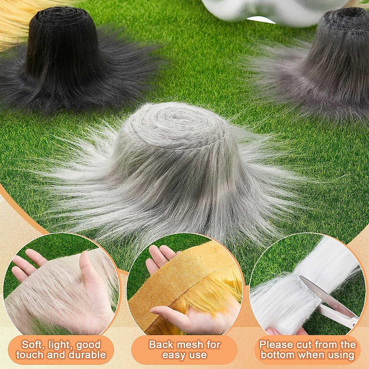 Seenelling 6 Pcs Faux Fur Strips For Therian Mask Fluffy Fuzzy Fur Fabric Craft Fur for Therian Gear Furry Mask DIY Material(Vibrant Color,6 Pcs)