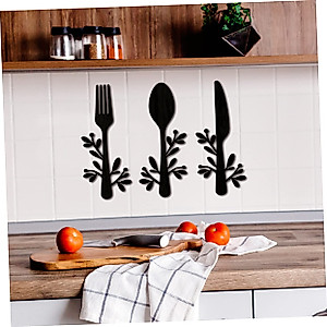 ABOOFAN 3pcs Wooden and Fork Pendant Cafe Restaurant Bar Sign Farmhouse Wooden Wall Plaque Hanging Wood Wall Art Country Home Decor Utensil Pendant for Home Tableware Wall Hanging