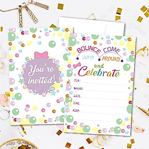 Knibeo Bounce House Party Invitations - Jumping Party Invitations, 4x6 Inches Kids Birthday Invitations Cards Set of 20 with White Envelopes