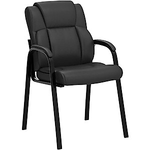 CLATINA Leather Guest Chair with Padded Arm Rest for Reception Meeting Conference and Waiting Room Side Office Home Black 4 Pack