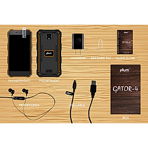 Plum Gator 4 - Rugged Phone Unlocked 4G GSM 13 MP Camera 5" Display IP68 Water Proof Shock Proof 5000 mAh Powerful Battery