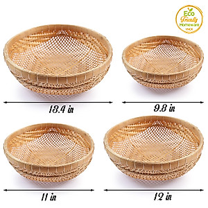 ECO FRIENDLY HOMEWARE VNCK Fruit Holder For Kitchen Countertop, Fruit Bowls For Table Centerpiece, Decorative Bowl, Fruit Bowl For Kitchen Counter (9.8", 11", 11.8", 13.4" diameter, 4 Pcs, Hole)