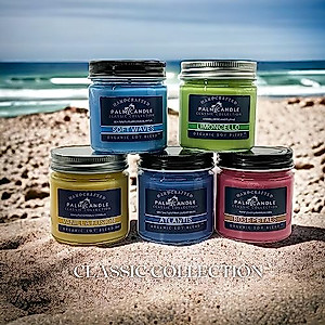 Sea Salt Soy Scented Candle Exquisite Aromatherapy in a Glass Jar Premium Essential Oils 7 Ounces Long-Lasting Burn Time (Soft Waves)