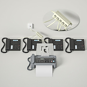 Goupchn Five Way Telephone Splitter RJ11 6P4C Male to 5 Female Outlet Ports Sockets Phone Line Splitter Adapter for Telephone, Landline, Fax Ivory