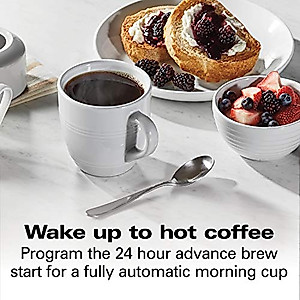 Hamilton Beach Professional Programmable Drip Coffee Maker, 12 Cup Capacity Ergonomic Carafe, 60oz Removable Reservoir, Brushed Metal (49500)