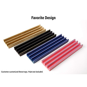 Wooden Domino Train Domino Trays – 8 Solid Wood Felt Bottomed Domino Holders 3 Rows Ideal Visibility – Domino Holders for Domino Game, Mexican Train Dominoes, Chickenfoot Dominoes, Cuban Dominoes