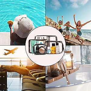 Clear Black Makeup Bags, 4pcs Cosmetic Makeup Bags Set TSA Approved Transparent Travel Toiletry Bag Waterproof Leakproof Carry On Airport Airline Cosmetic Organizer Pouch with Zipper for Women Men