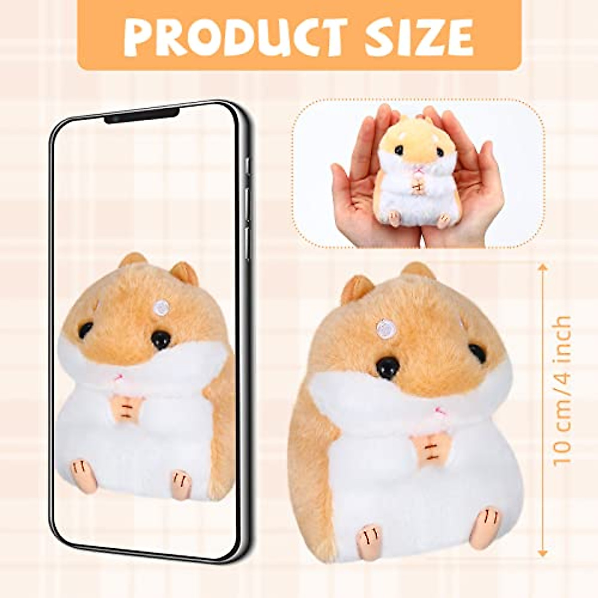 20 Pieces Small Hamster Plush Animals Cute Hamster Plush Stuffed Animal Small Stuffed Doll Keychain Key Holder Bag Pendant Party Favor for Kids Birthday Party Favors DIY Home Decor (Light Brown)