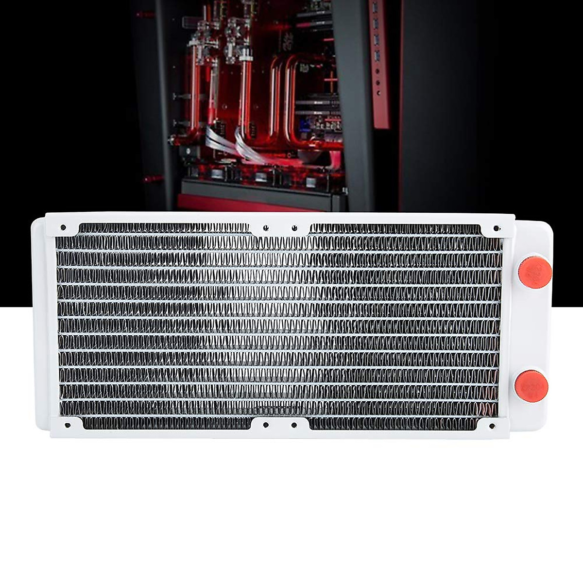 Water Cooling Radiator,240mm Computer Water Cooling White Copper Heat Sink with 12 Pipes,PC Water-Cooled Tube Easy to Install,Suitable for Computer Water Cooling Systems,Beauty Apparatus