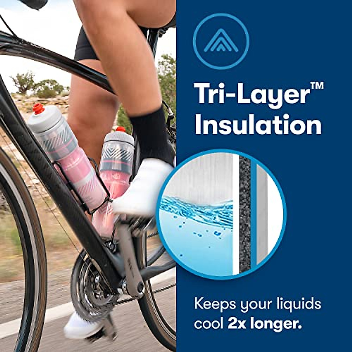 Polar Bottle Breakaway Insulated Bike Water Bottle - BPA Free, Cycling & Sports Squeeze Bottle (Tartan - Bonfire Red/Orange, 24 Oz)