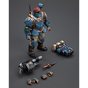 Pipigirl JoyToy Warhammer 40K Genuine License 1/18 Soldier, Astra Militarum Tempestus Scions Command Squad 55th Kappic Eagles Grenadier, 4.21 inch Models Action Figures Kits (Grenadier)