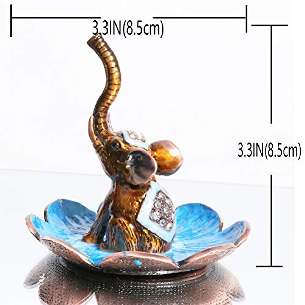 Waltz&F Bronze Raise Nose Elephant Metal Ring Jewelry Holder Trinket Box Table Centerpiece Decor