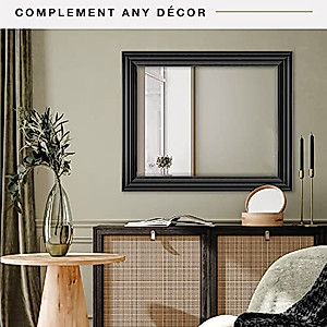 MCS 47695 Ridged Wall Mirror, 28 by 34-Inch, Brushed Black