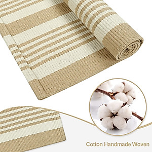 OJIA Outdoor Rug 3'x5', Hand-Woven Cotton Entry Rug Machine Washable Rugs Striped Porch Rug Indoor Outdoor Area Rug Floor Mat for Front Door/Farmhouse/Entryway/Bedroom/Home Entrance