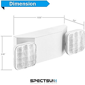 SPECTSUN 12 Pack LED Emergency Lighting Fixture with 2 LED Heads and Hardwired Adjustable White Color Commercial Emergency Lights with Battery Backup for Power Failure