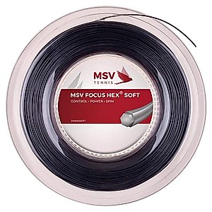MSV Unisex - Adult Focus-HEX Soft String Reel 200m Black Tennis String Black