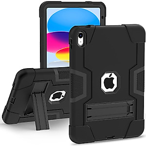 Scnioy for iPad 10th Generation Case, Protective Case for iPad 10th Generation with Kickstands, Shockproof & Sturdy New for iPad 10.9 Inch Case 2022 - Black