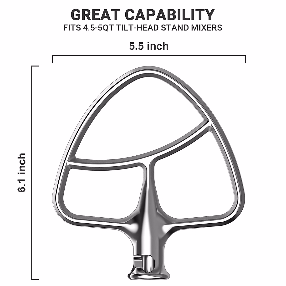 Stainless Steel Paddle Attachment for Kitchenaid Mixer, Replacement for Kitchenaid Paddle Attachment, Fit 4.5-5Qt Tilt-Head Stand Mixers, For Kitchen Aid Paddle by Innomoon