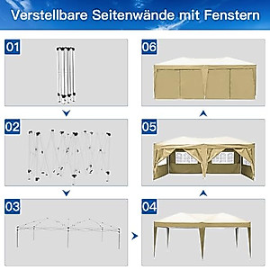 COBIZI Pop-up Canopy Tent 10x20 Waterproof Commercial Instant Shelter Outdoor Gazebo Party Tent Protable Canopy Tent for Parties with Carry Bag (Khaki, 10'x20' with 6 Sides)