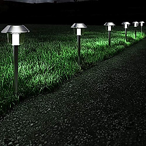 Pure Garden 50-LG1070 Solar Pathway Lights-17” Stainless Steel Outdoor Stake Lighting for Garden, Landscape, Yard, Patio, Driveway, Walkway-Set of 6
