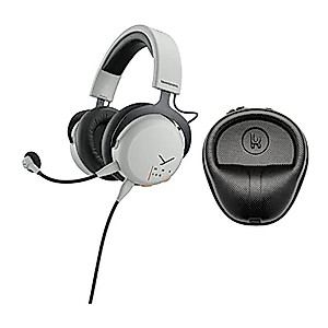 beyerdynamic MMX 100 Analog Gaming Headset (Gray) Bundle with Hard Shell Headphone Case (Medium) (2 Items)