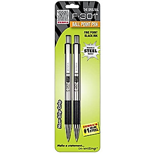 Zebra Pen BCA F-301 Stainless Steel Ballpoint Pens