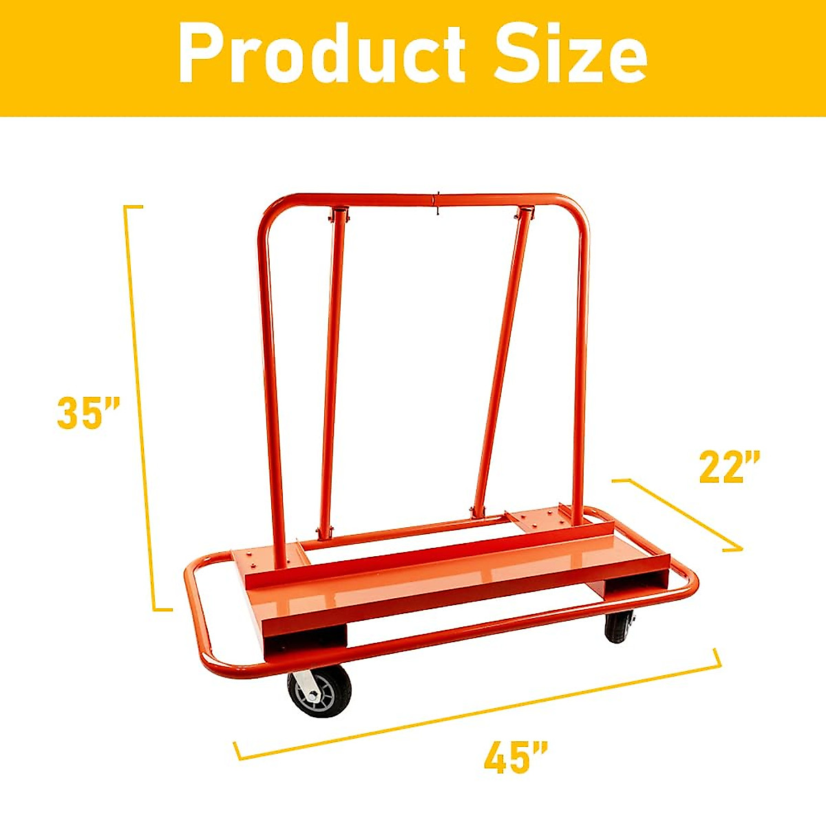 Yeeoy Drywall Sheet Cart, 3000 LBS Heavy Duty Drywall Sheet Cart, Panel Dolly Cart with 4 Swivel Wheels, Lumber Cart Handling Wall Panel Sheetrock Lumber for Garage Home Warehouse