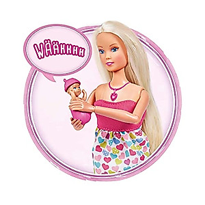 Simba Steffi Love 105733480 Baby Happiness, Pregnant Doll with Baby and Great Sounds, Baby Accessories and Baby Seat