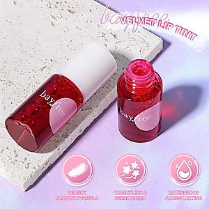 Charm Kiss 4 Colors Lip Tint Stain Set, Matte Velvet Lip Tint Watery Lip Stain Mini Liquid Lipstick, Natural Shimmery Lip Tint Stain Lip Color Makeup,